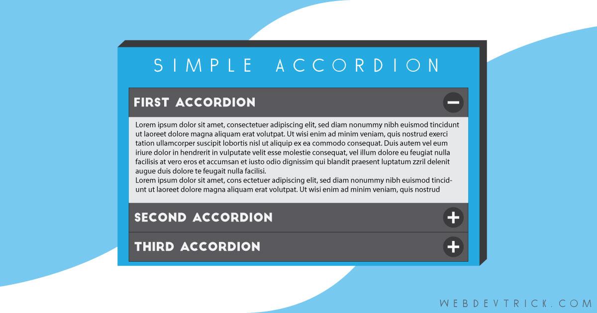 Simple HTML CSS And JavaScript Accordion Example Source Code Simple HTML CSS And JavaScript Accordion Example Source Code