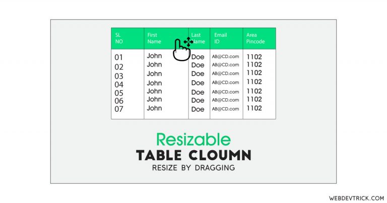 Resizable Table Columns With Drag And Slide Feature Drag To Resize 8633